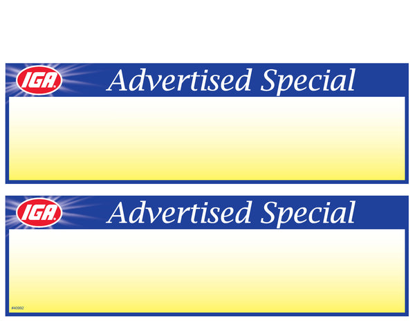 IGA Advertised Special Shelf Sign - 2up – grocerysigns.com